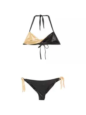 PIN-UP STARS Halterneck Triangle Bikini - Black