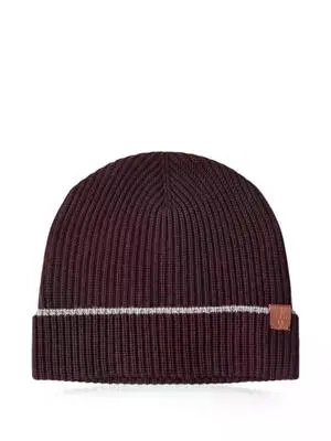 Eleventy Ribbed-knit Striped Beanie Hat - Brown