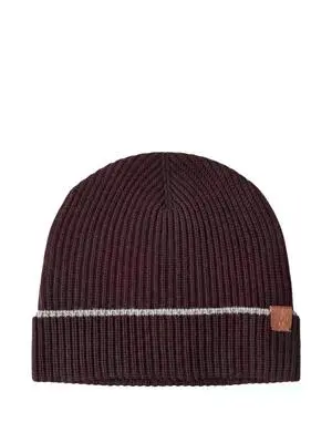 Eleventy Ribbed Knit Striped Beanie Hat - Brown