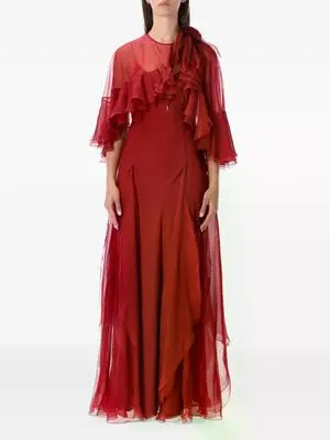 Alberta Ferretti Ruffled Cape-overlay Maxi Dress