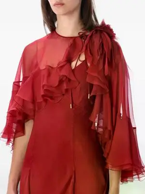 Alberta Ferretti Ruffled Cape-overlay Maxi Dress