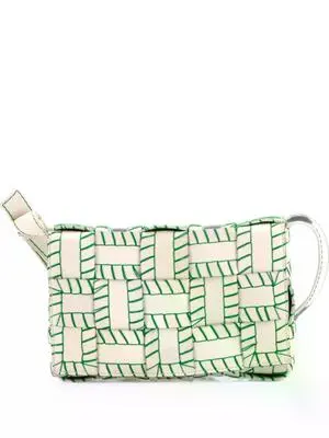 Bottega Veneta Cassette Baseball Stitch Maxi Intrecciato Leather Medium Crossbody Bag White