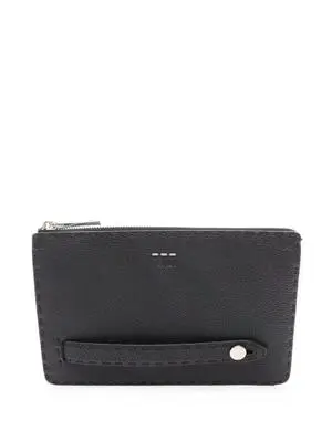 Fendi 2010s Selleria Slim Clutch Bag - Black