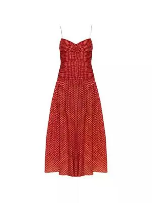 Matteau Polka-dot Ruched Maxi Dress