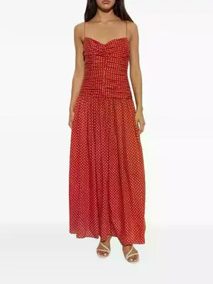 Matteau Polka-dot Ruched Maxi Dress