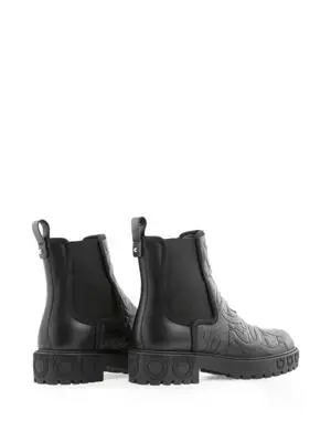 FERRAGAMO Gancini Embossed Leather Chelsea Boots