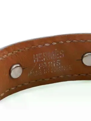 Hermès Leather Bangle With -tone Metal Detail