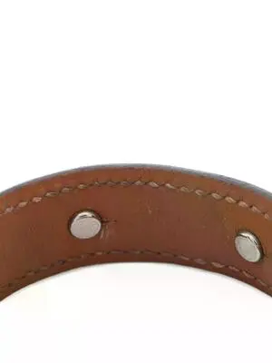 Hermès Leather Bangle With -tone Metal Detail - Silver