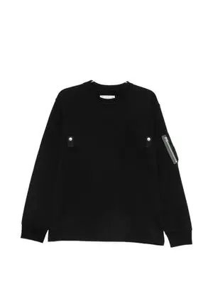 Sacai Long-sleeve Crew Neck Sweater With Zip Pocket