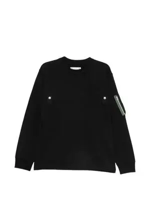 Sacai Long-sleeve Crew Neck Sweater With Zip Pocket