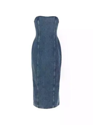 Magda Butrym Strapless Panelled Denim Midi Dress