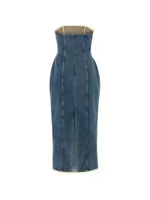 Magda Butrym Strapless Panelled Denim Midi Dress
