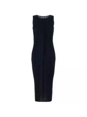 Issey Miyake Pleated Sleeveless Midi Dress