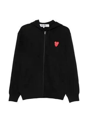 Play Comme Des Garcon Heart-patch Zip-up Hoodie - Black