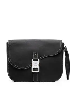 Dior Christian Dior Medium Grained Calfskin Saddle Clutch Bag Black