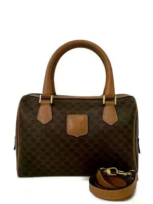 Celine Macadam Coated Canvas Satchel - Brown