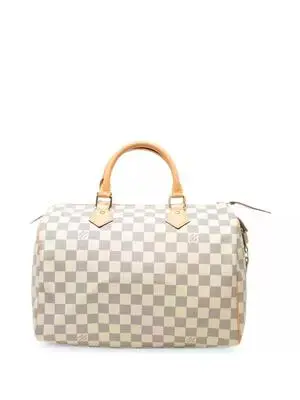 LOUIS VUITTON Damier Azur Speedy 30 Boston Bag - White