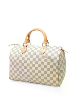 LOUIS VUITTON Damier Azur Speedy 30 Boston Bag - White