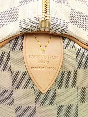 LOUIS VUITTON Damier Azur Speedy 30 Boston Bag - White