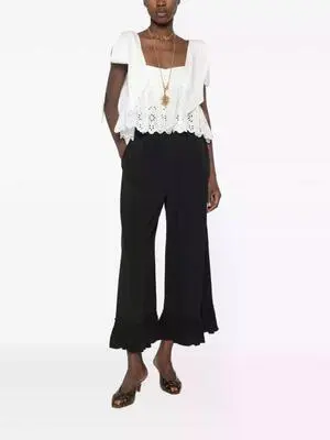 Chloé Cropped Fluid Pants In Crêpe De Chine