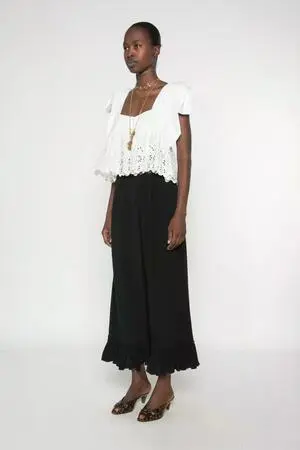 Chloé Cropped Fluid Pants In Crêpe De Chine
