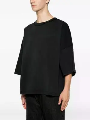 STAY HUMAN ON EARTH Raw-edge Drop-shoulder T-shirt