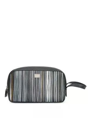 Dolce & Gabbana Stripe-print Toiletry Bag In Calfskin - Blue