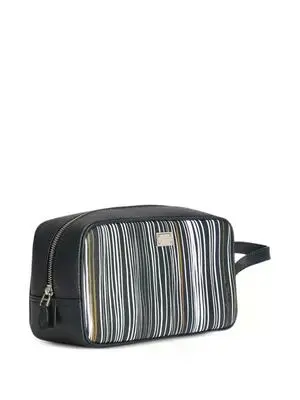 Dolce & Gabbana Stripe-print Toiletry Bag In Calfskin - Blue
