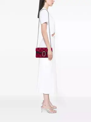 Gucci Gg Velvet Dionysus Crossbody Bag - Red