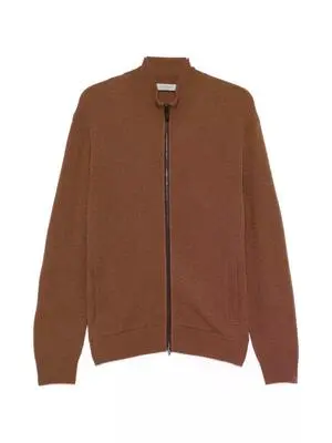 Canali Ribbed-knit Zip-up Sweater - Brown