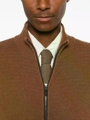 Canali Ribbed-knit Zip-up Sweater