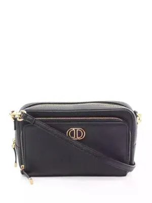 Dior 2020-2026 Grained Calfskin Caro Double Pouch Crossbody Bag - Black