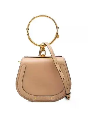 Chloé Nile Leather Satchel With Hoop Handle - Neutrals
