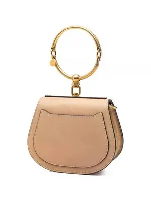 Chloé Nile Leather Satchel With Hoop Handle - Neutrals