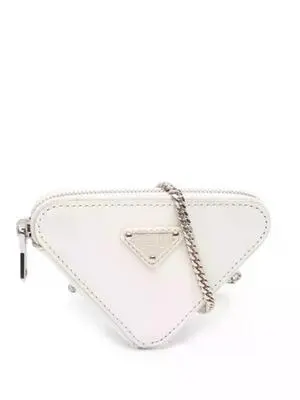 Prada 2013-2026 Mini Brushed Leather Triangle Chain Pouch Crossbody Bag