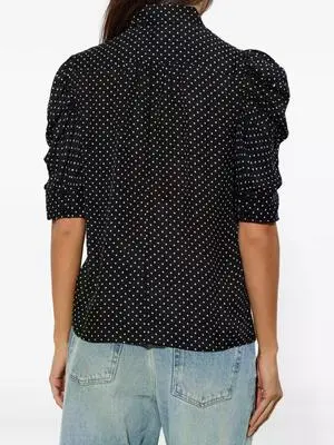 FRAME Polka-dot Puff Sleeve Blouse