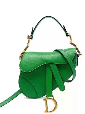 Dior Christian Dior Micro Goatskin Saddle Bag Satchel Green