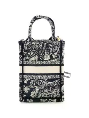 Dior Embroidered Canvas Mini Book Tote Phone Bag - Blue