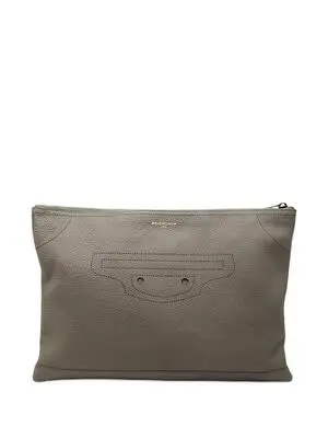 Balenciaga 2017 Calfskin Motocross Blackout Clutch Bag - Brown