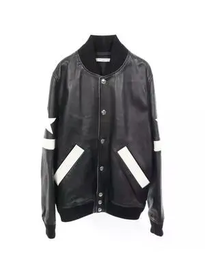 Givenchy And White Star Patch Leather Bomber Jacket