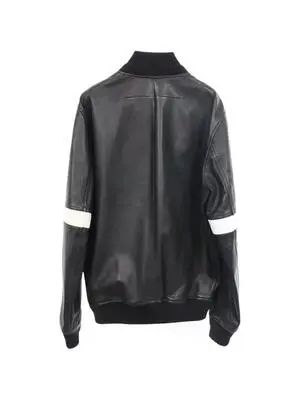 Givenchy And White Star Patch Leather Bomber Jacket