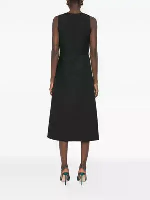 Fendi Sleeveless V-neck Midi Dress - Black