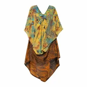 Miro Misljen Hand-painted Asymmetrical Layered Dress - Brown/green