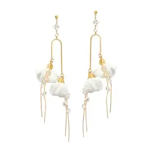 SAHARAS ESSENTIALS Flower Dangle Earrings - White