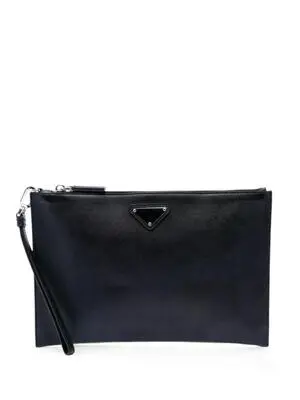Prada 2016-2026 Saffiano Wristlet Clutch Bag - Black