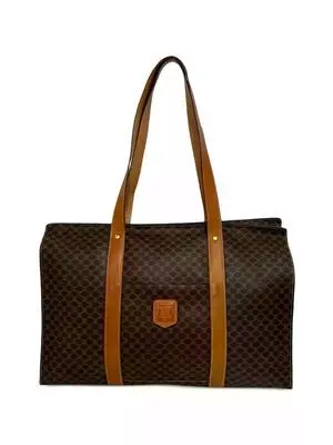Celine 1990-2000 Macadam Coated Canvas Tote Bag - Brown