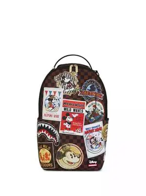 SPRAYGROUND Check-pattern Mickey Mouse-print Backpack - Brown