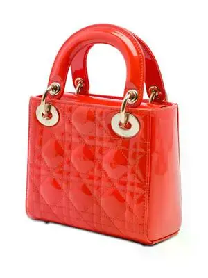 Dior Mini Patent Cannage Lady Satchel - Orange
