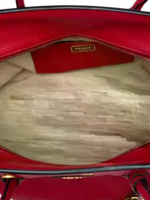 Prada Vitello Daino Zip Top Convertible Tote Satchel