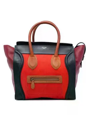 Celine Celine Mini Multicolor Canvas And Leather Luggage Tote Bag Red